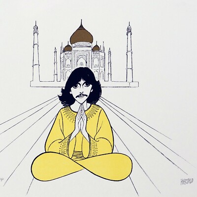 AL HIRSCHFELD Beatles "George Harrison Taj Majal " Handsigned UNIQUE ...