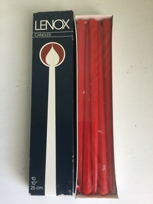 Sealed Box of Ten Lenox Tiny Tapers, Red 10" tall Vintage 70s Candles ...
