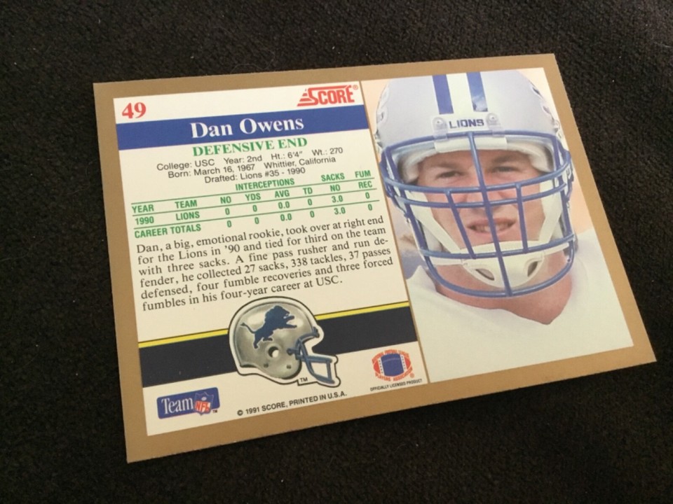 1991 Score Football Card #49 Dan Owens | eBay