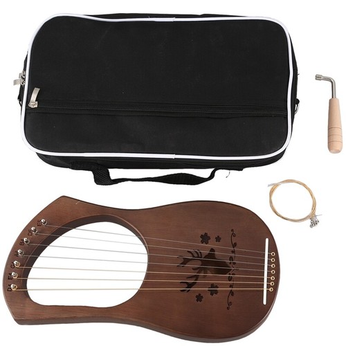 7-String Lyre Harp Strings Solid Mahogany Wood String Instrument w/Carr ...