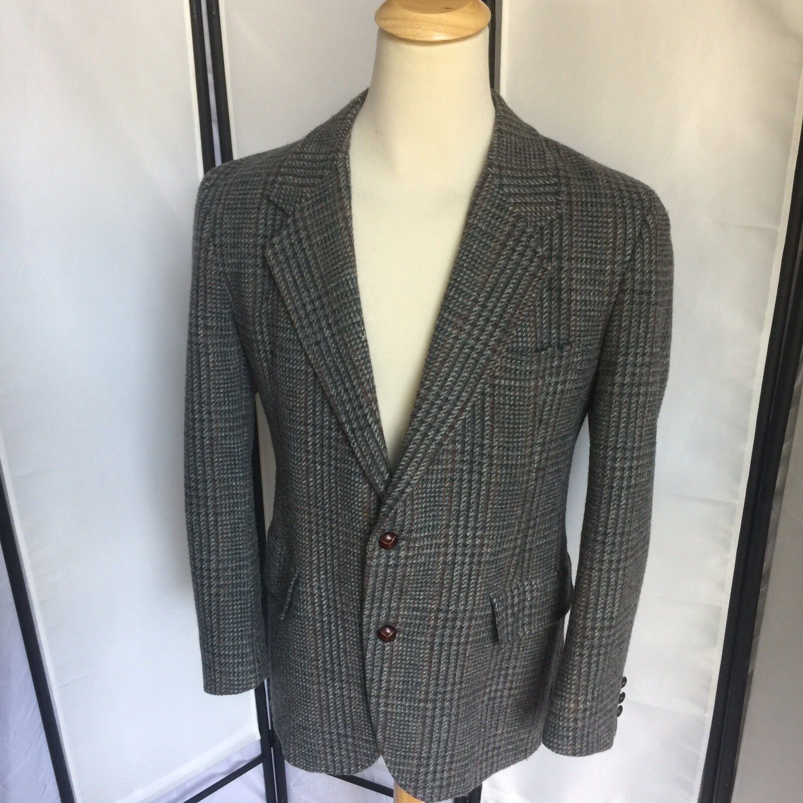 Pendleton Mens 43R Vintage 1960s Wool Blazer Gray Hou… - Gem