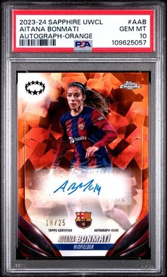 PSA 10 AITANA BONMATI /25 AUTO ORANGE SAPPHIRE Topps Chrome FC ...
