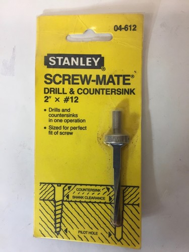 Stanley 04-612, Screw-Mate, Drill & Countersink, 2" X #12, New Old ...