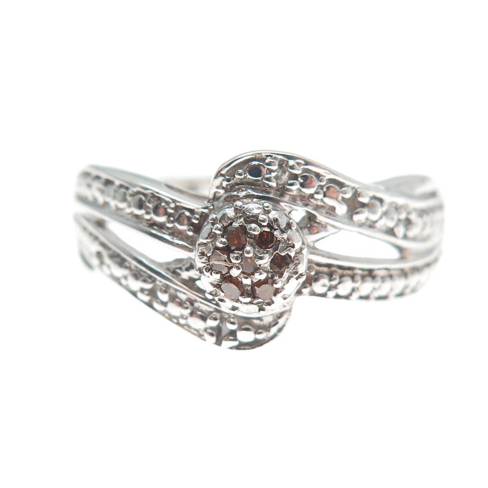 CHUCK CLEMENCY 925 Sterling Silver Real Round-Cut Diamond Ring Size 8. ...