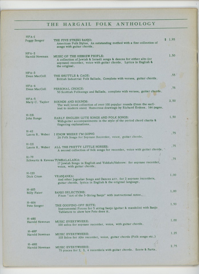 VTG Song Book Pete Seeger The Goofing Off Suite 5 String Banjo Guitar ...