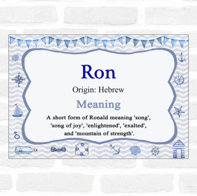 Ron Name Meaning Nautical Certificate | eBay UK