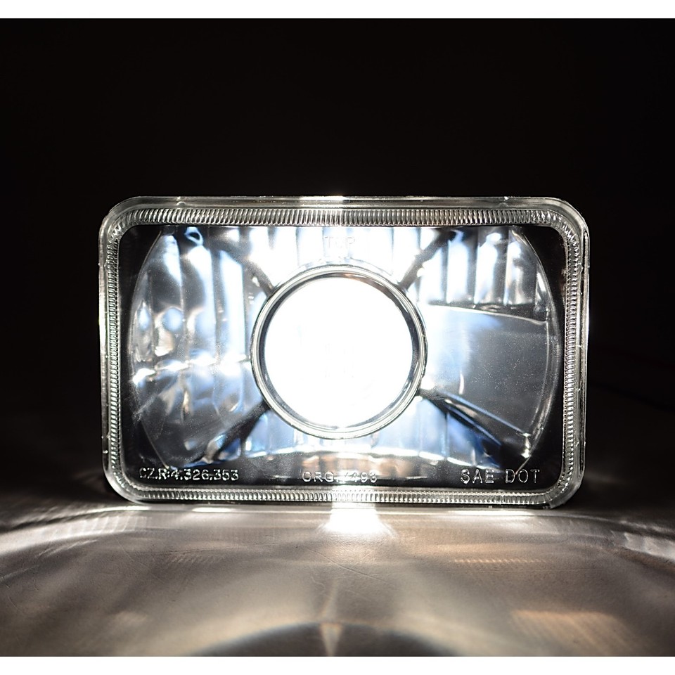 4X6" Black Projector Crystal Clear Glass Halogen Headlight Lamp Light ...