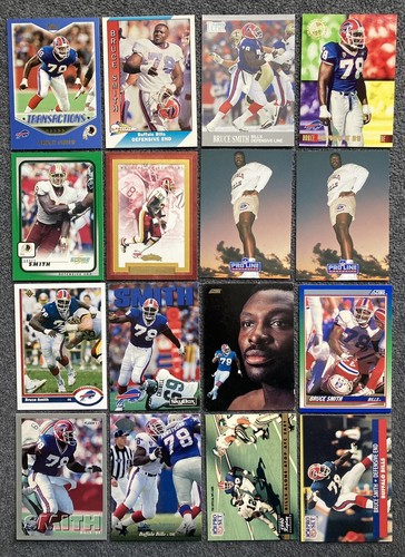 BRUCE SMITH 1990-2002 Football Card Lot! 16x Cards Buffalo Bills ...