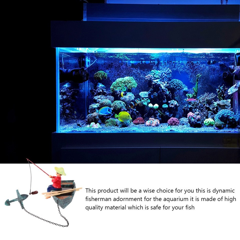 2 Pcs Fish Tank Ornaments Aquarium Fisherman Adornment Air Pump ...