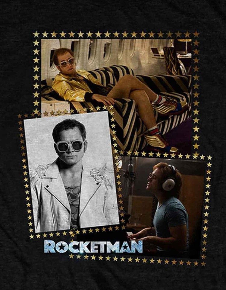 Elton John T Shirt Rocketman Montage Movie Logo new Official Mens Black | eBay