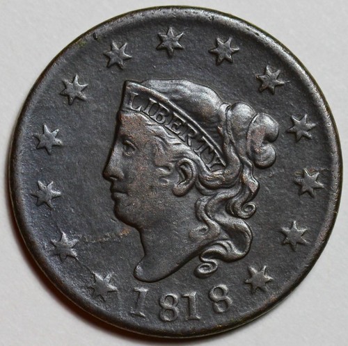 1818 Coronet Head Large Cent - US 1c Copper Penny Coin - L2 | eBay