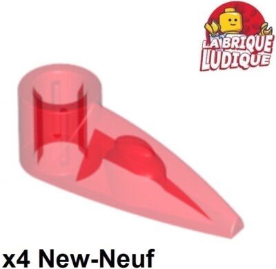 Lego - 4x Bionicle 1x3 dent griffe Tooth rouge transparent/trans red ...