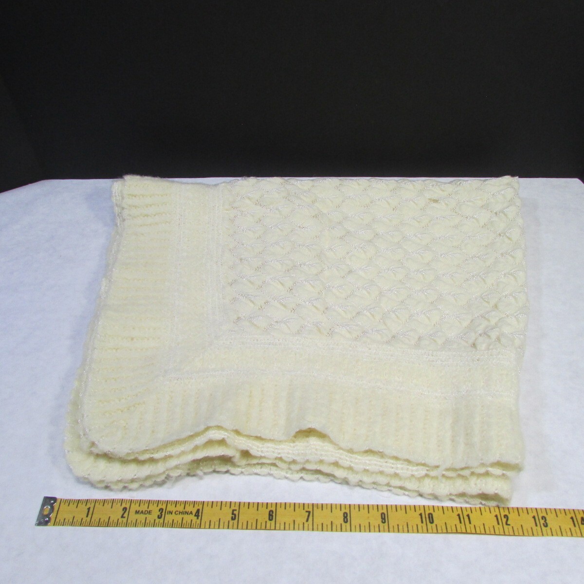 Antique Vintage Baby Blanket Cream Color - Gem