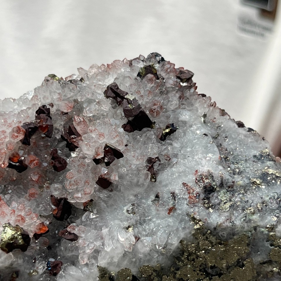 800g Large Natural Red Quartz Crystal Cluster & Pyrite Gold Mineral ...