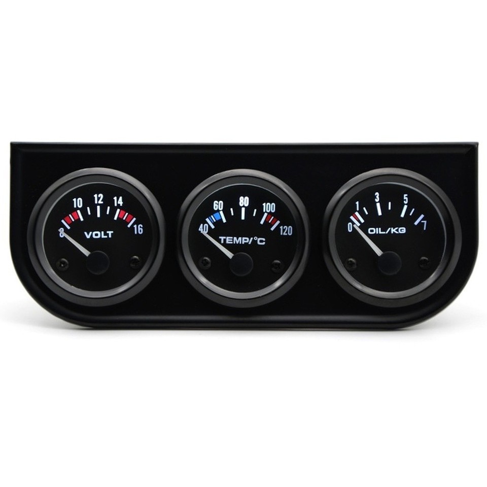 52MM Black Triple Gauge Set LED Display Voltage Water Temperature for ...