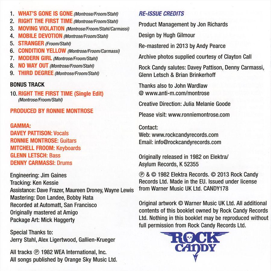 Gamma ~ Gamma 3 (1982) CD 2013 • Ronnie Montrose • Rock Candy Records ...