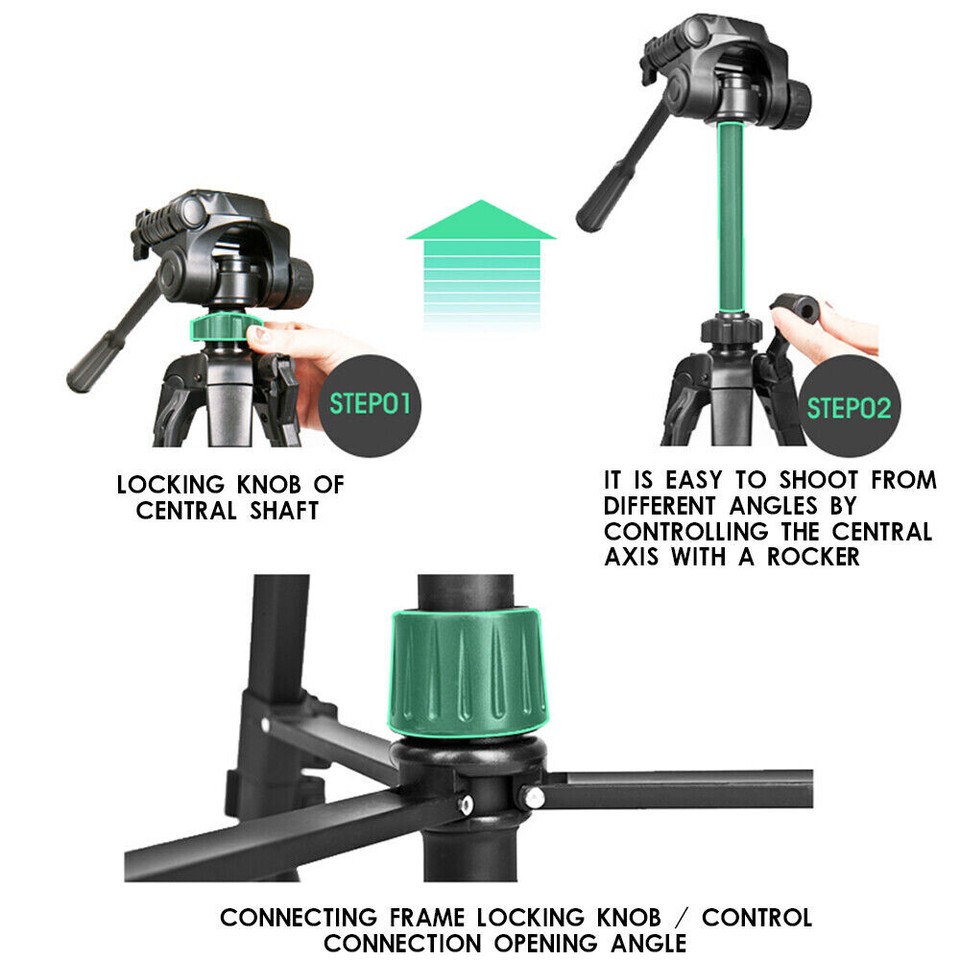 Professional Camera Tripod Stand Mount Remote + Phone Holder for iPhone ...