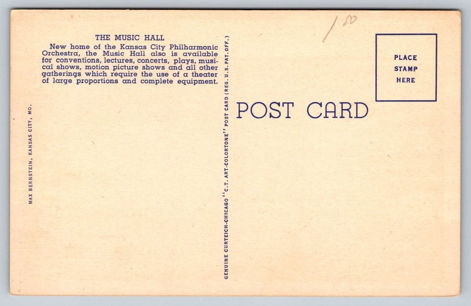 Vintage Music Hall Municipal Auditorium Kansas City MO Postcard | eBay
