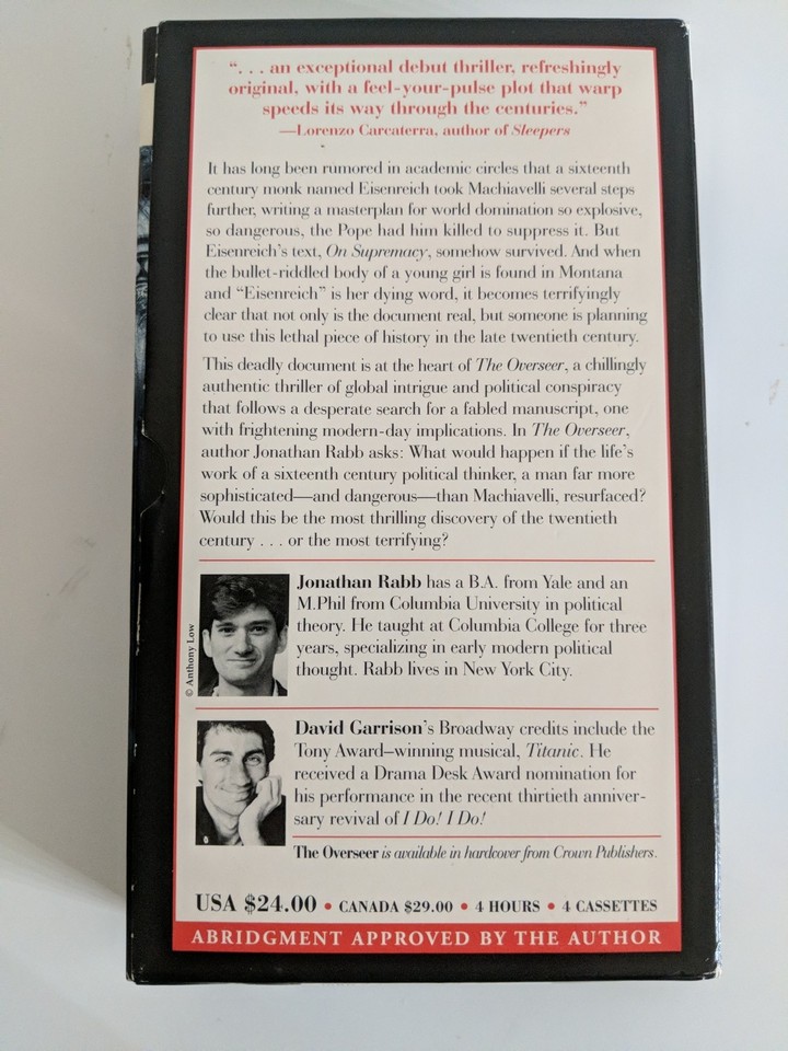 Random House Audio Books The Overseer By Jonathan Rabb | eBay