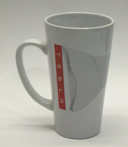TESLA Motors Coffee Cup Mug TALL Latte White Gray Red | eBay UK