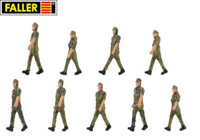 Faller 1/87 HO Scale Marching SOLDIERS IN STEP - 9 Military Figurines ...