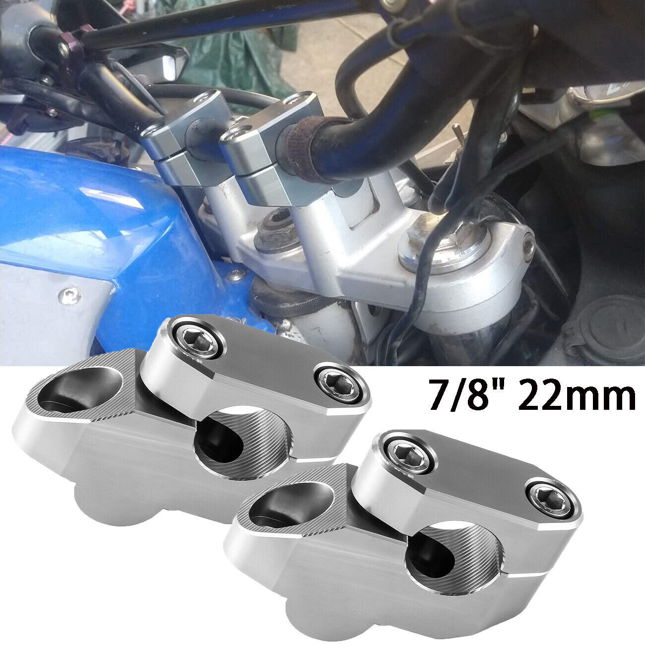 7/8" 22mm Handlebar Risers Mount Clamp Fit For Kawasaki Yamaha Honda ...