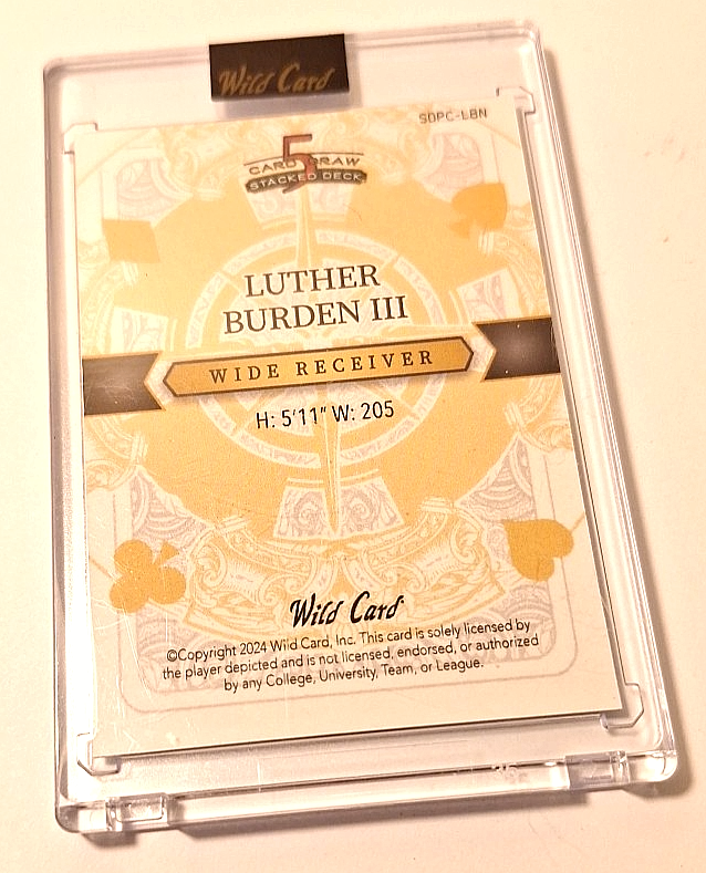 2024 Wild Card 5 Card Draw White Cracked Ice #SDPC-LBN Luther Burden ...