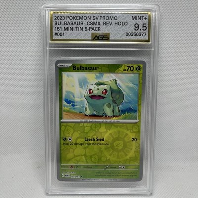 2023 Pokémon 151 Mini Tin Bulbasaur #001 SV Promo CSMS Rev Holo AGS ...