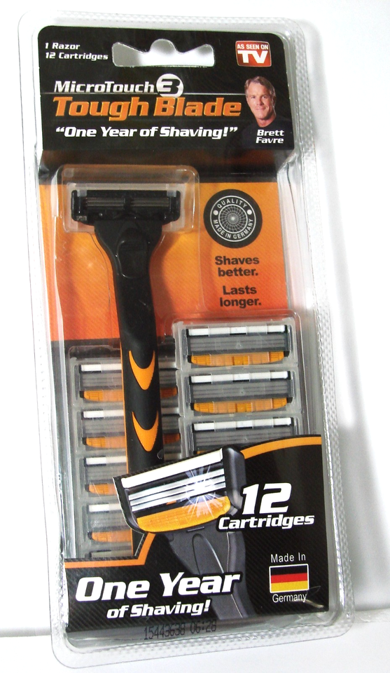 12 Cartridges MicroTouch3 Tough Blade Razor Germany TV Brett Favre ...