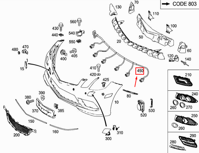 MERCEDES-BENZ E Cabrio A207 Front Parking Aid Wiring A2075406310 ...