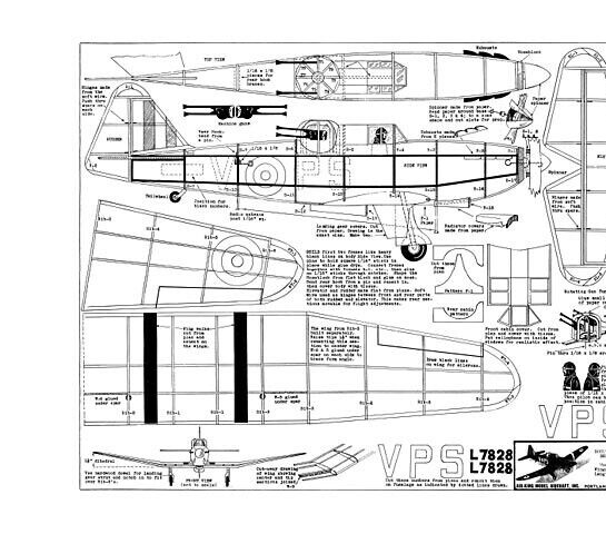 Boulton Paul Defiant F/F 25" Wingspan RC Model Airplane Printed Plans ...