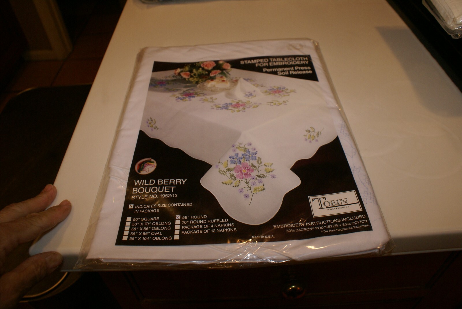 Vervaco Verachtert Stamped Cross Stitch Tablecloth Kit FLORAL 60" X 80 ...