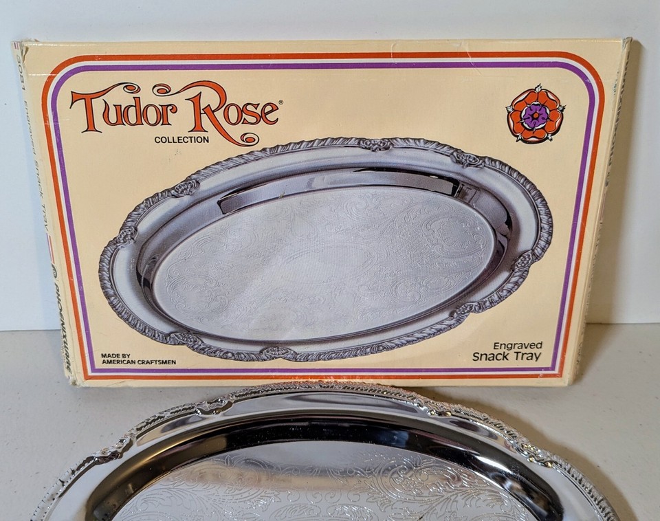 Vintage Tudor Rose Collection Phoenixware Engraved Snack Tray - 9.5"x6.5" | eBay