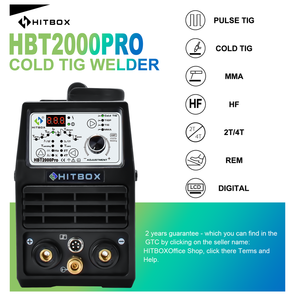 HITBOX 4 IN 1 Cold TIG Welder 200A Pulse TIG/HF TIG/Spot TIG Welding ...