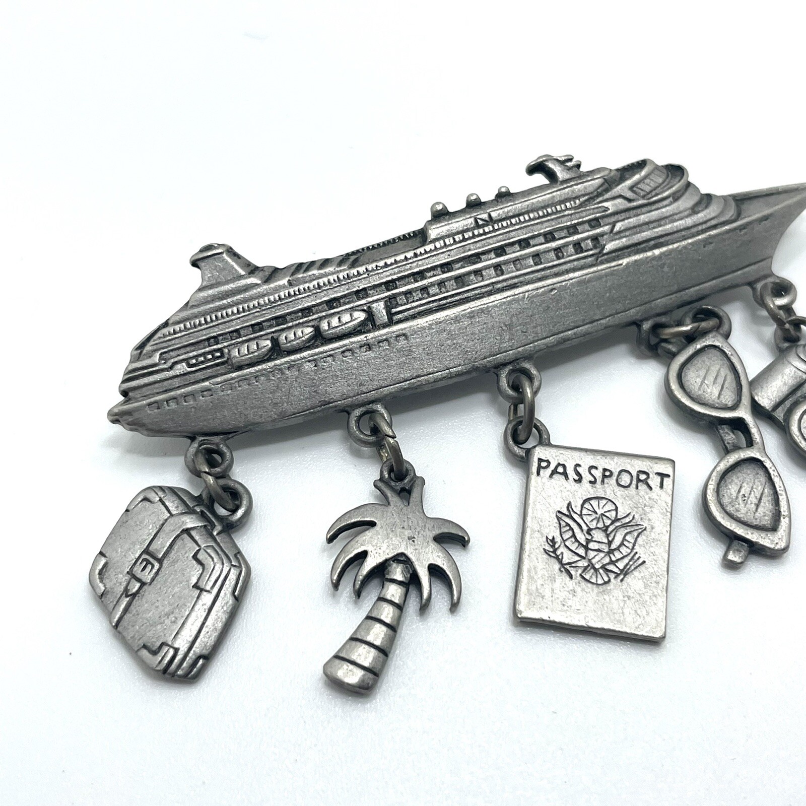 Vintage Designer Cruise Ship Pin / Brooch Palm Tree P… - Gem