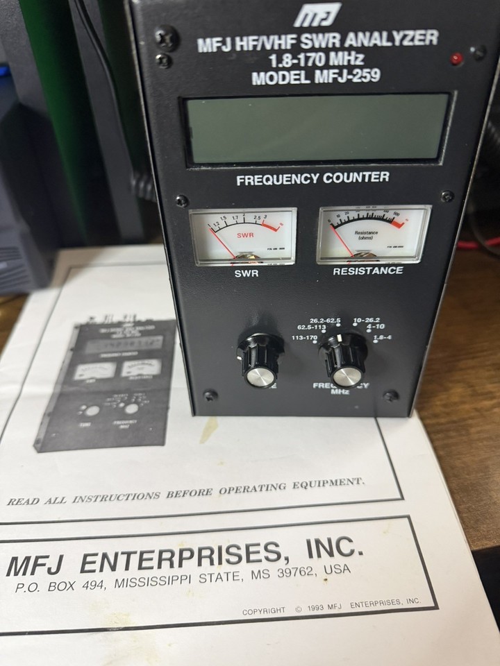 MFJ-259 HF VHF ANTENNA SWR ANALYZER METER + Manual & Fresh Cal & AA ...