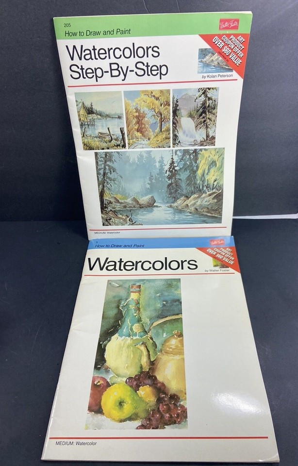 2 Walter Foster Art Books Watercolors Step-by-Step How to Draw and ...
