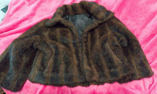 CEJON Woman VINTAGE Fur Short Jacket 3/4-Sleeve Sz SM Brown Chocolate ...