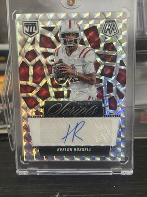 2025 Panini Mosaic Future Scripts KEELON RUSSELL Silver Mosaic AUTO # ...