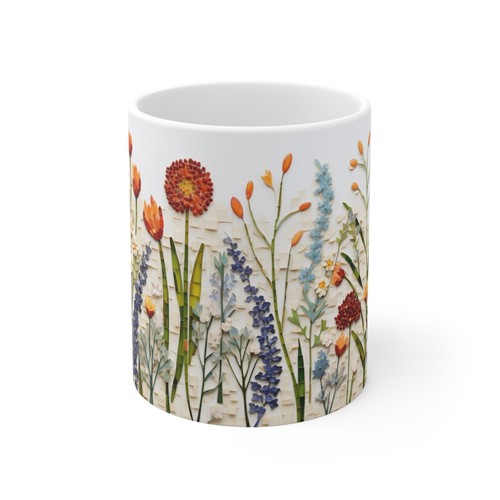 Wildflower's Mug, Pressed Wildflower's Mug, Botanical Tea Cup, Colorful ...