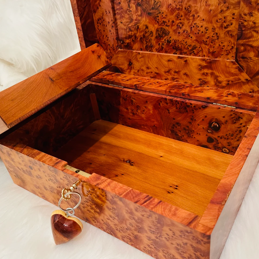 Jewellery Box large lockable thuya wooden burl Jewelry Box organizer ...