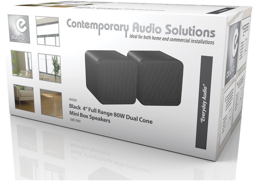 e-audio 4" Compact Full-Range Dual Cone Black Mini Cube Speakers (Pair ...