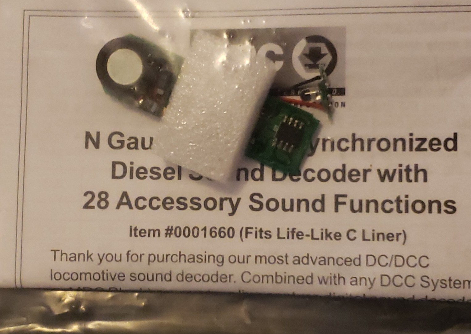 N-SCALE DCC Decoder with Sound - Snap-In Fits Life-Like C-Liner MRC ...