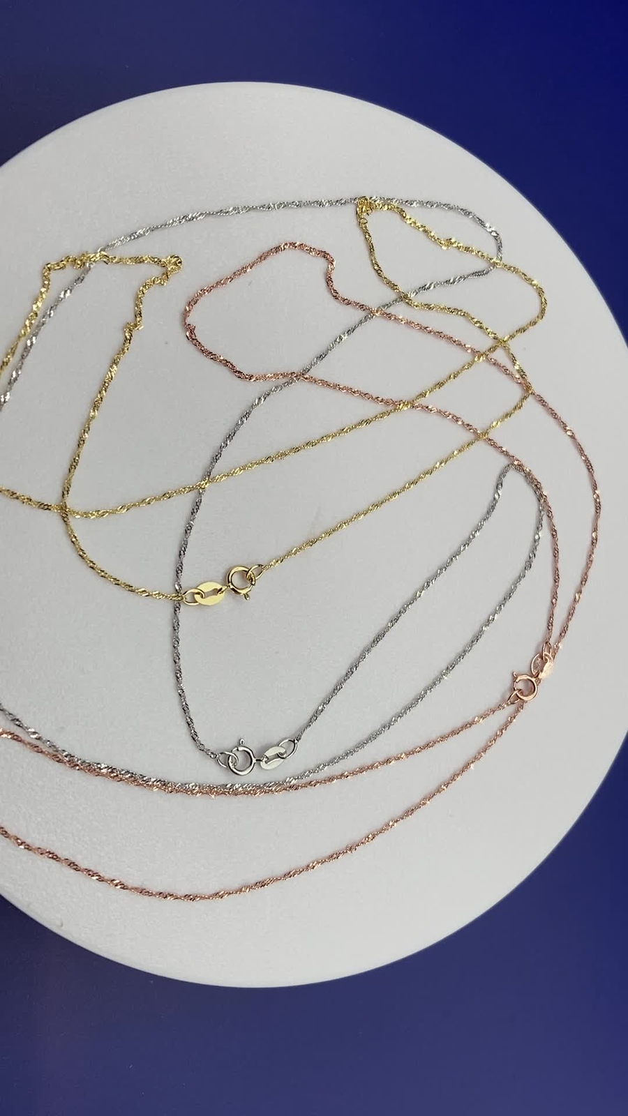 Solid 14k Gold Singapore rope chain Necklace Made in Italy All lengths ...