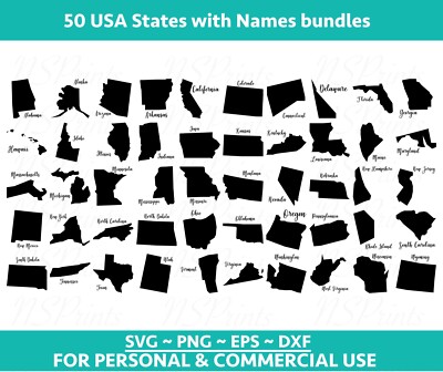 50 US States map Bundle SVG, States svg, US state svg, United States ...