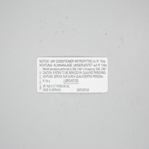 Air Conditioner R13a Decal Part Number 96470114102 For Porsche | eBay