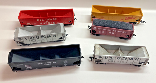 Lot of 6 HO Scale Hoppers Train Car Railroad colors brands as pictured ...