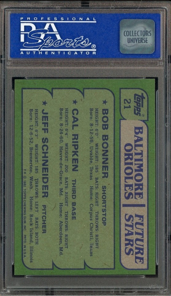 1982 Topps #21 Orioles Future Stars W/ Cal Ripken Jr RC Rookie HOF PSA ...