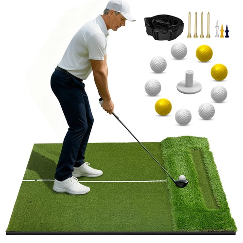 5x4FT Golf Hitting Mat: Dual-Turf, Shock-Absorbing Base – Indoor ...