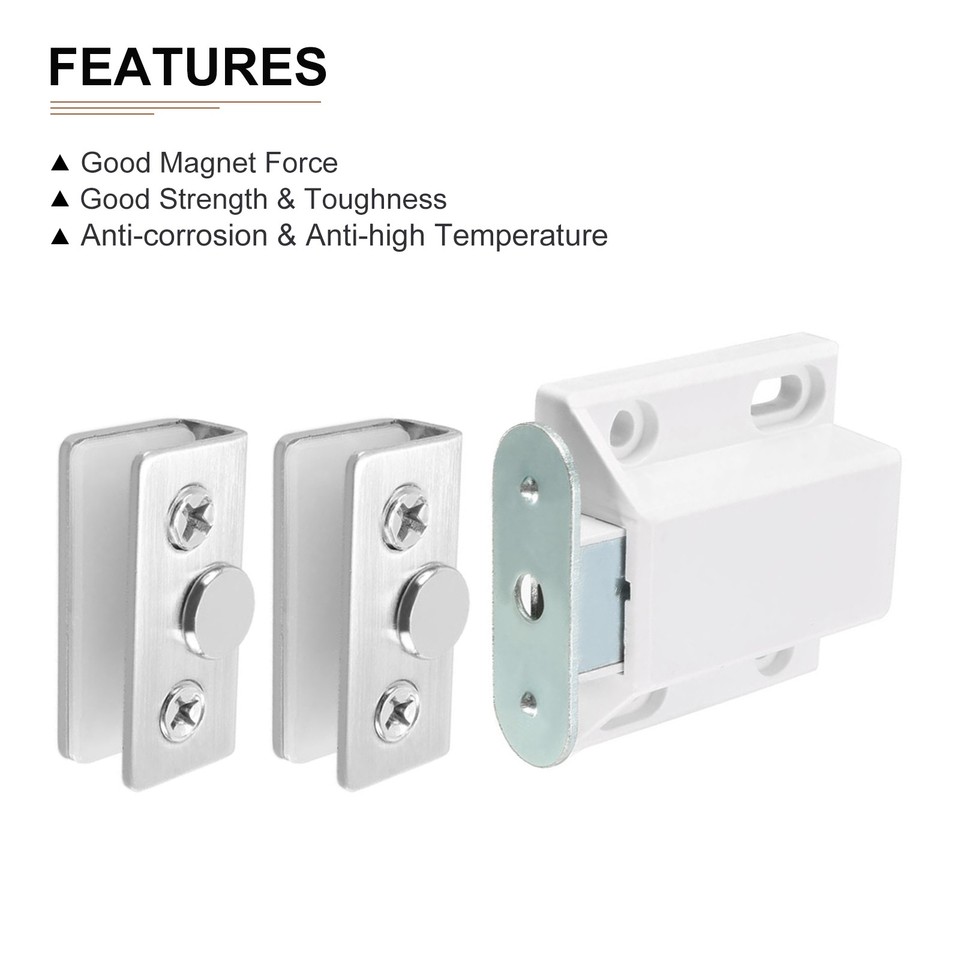 45x38mm Cabinet Magnets Latch - 2 Pack - Plastic Door Catch - White ...